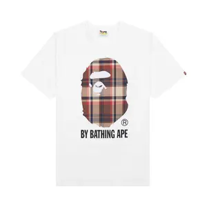 A BATHING APE Check Bathing Ape Tee /red - White