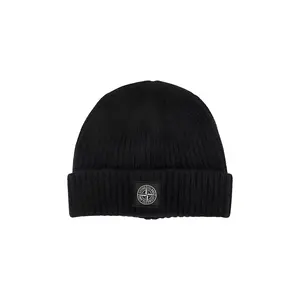 Stone Island Ribbed Beanie - Black