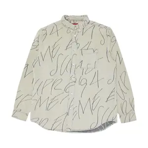 Supreme Handwriting Jacquard Denim Shirt 'dirty' Cream