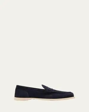 John Lobb Pace Suede Loafers - Navy