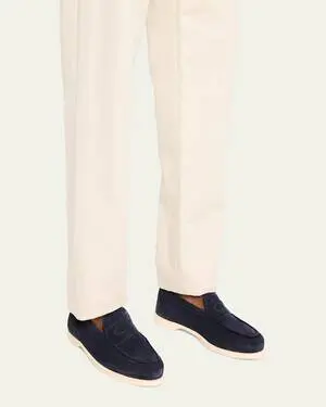 John Lobb Pace Suede Loafers - Navy