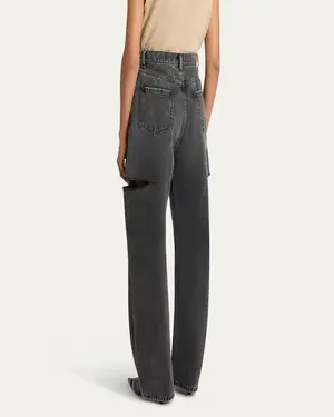 MAISON MARGIELA Slit Denim Pants - Black/deni