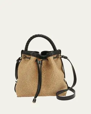 Chloé Chloe Marcie Raffia And Leather Bucket Bag - Hot Sand