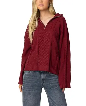 Women's Cable-Knit Zip-Up Sweaters