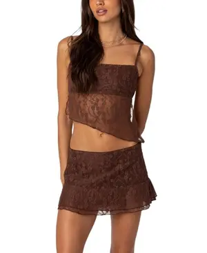 EDIKTED Lyra Open Back Lace Tank Top