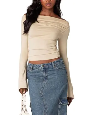 EDIKTED Dana Gathered Top - Cream