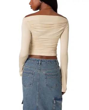 EDIKTED Dana Gathered Top - Cream