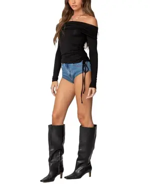 EDIKTED Gathered Fold Over Top - Black