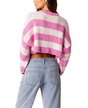 EDIKTED Ozzy Knitted Cropped Sweater - Pink
