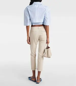 Ag Caden Mid-rise Tapered Twill Pants - Beige