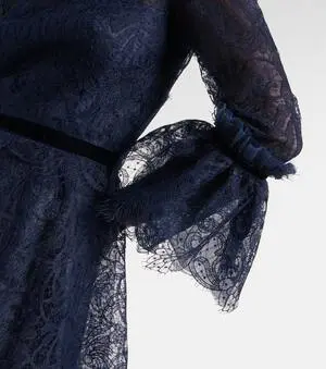 Costarellos Ruched Lace Gown