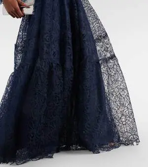 Costarellos Ruched Lace Gown