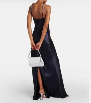Staud Cadence Halterneck Satin Slip Dress - Blue