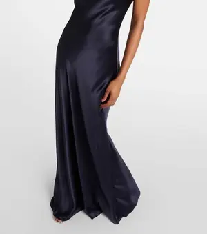 Staud Cadence Halterneck Satin Slip Maxi Dress - Blue
