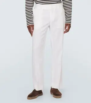 Dolce & Gabbana Linen-blend Straight Leg Pants - White