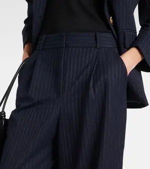 Veronica Beard Heyser Pinstripe Wide-leg Pants - Blue