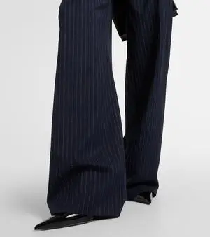 Veronica Beard Heyser Pinstripe Wide-leg Pants - Blue