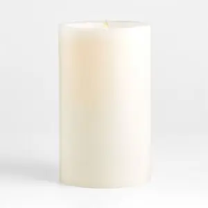 CRATE & BARREL Warm Flicker Flameless Wax Pillar Candle - White