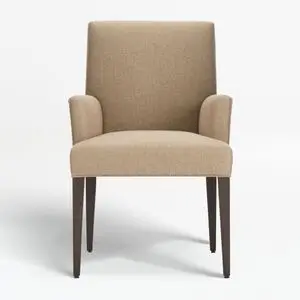 Crate & Barrel Miles Upholstered Dining Arm Chair - Blue/green/grey