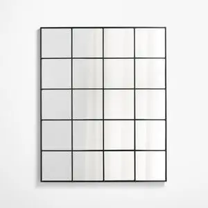 Crate & Barrel Bridget Classic Rectangular Window Pane Wall Mirror 45"x55" - Black