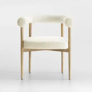 Crate & Barrel Mazz Boucle Dining Chair By Leanne Ford - White
