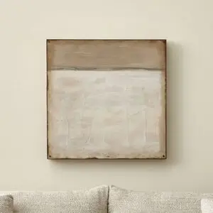 Crate & Barrel "haze Iii" Panel Hand-painted Reproduction Wood Panel Wall Art - Brown/natural