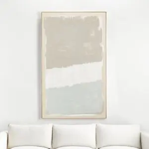 Crate & Barrel "neutral Modern Moment" Framed Hand-painted Raw Canvas Wall Art 49"x81" - Multicolor