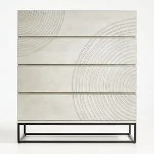 Crate & Barrel Circulus Dove White Wood Chest - Off White