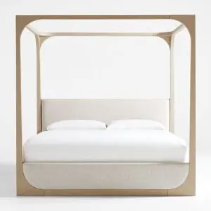 Crate & Barrel Escondido Weathered Grey Acacia Wood Canopy Bed - Brown