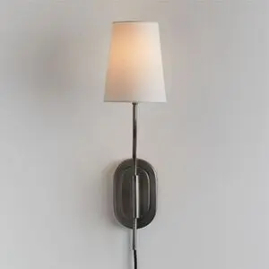 Crate & Barrel Seguin Brushed Nickel Single-light Plug In Wall Sconce - Silver/white