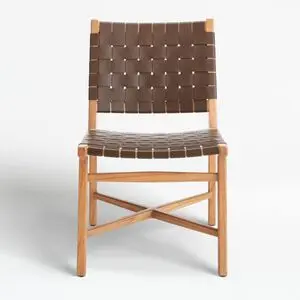 Crate & Barrel Taj Woven Leather Dining Chair