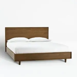 Crate & Barrel Tate Walnut Wood Bed - Natural