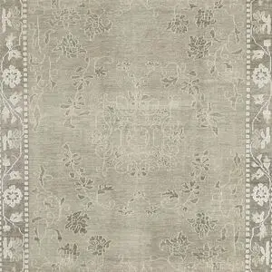 Crate & Barrel Rochelle Traditional Floral Area Rug - Grey