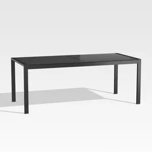 Crate & Barrel Dune Rectangular Outdoor Glass Dining Table - Black