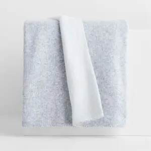 Crate & Barrel Alpine Cozy Ivory And Grey Reversible 70"x55" Throw Blanket - Grey/off White