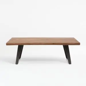 Crate & Barrel Yukon Warm Acacia Live Edge Solid Wood Rectangular Coffee Table