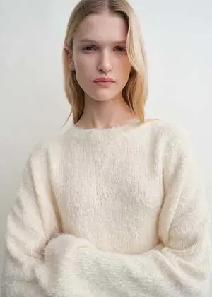 TOTEME Boxy Silk Knit Sweater - Creme