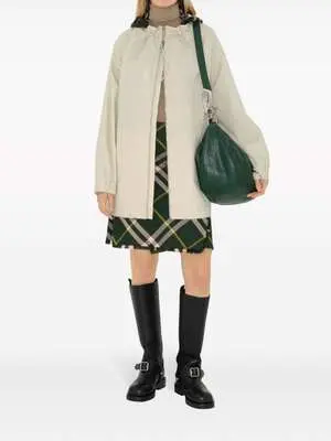 Burberry Cotton Parka With Checkered Hood