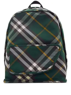 Burberry Checkered Woven Backpack - Green