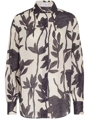BRUNELLO CUCINELLI Brunello Cucinelli Floral-Print Cotton Shirt