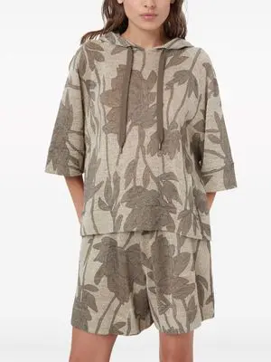 Brunello Cucinelli Floral-jacquard Hooded Top