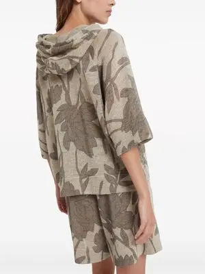 Brunello Cucinelli Floral-jacquard Hooded Top
