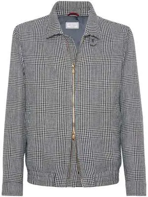 Brunello Cucinelli Puppytooth Pattern Zip-up Jacket