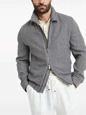 Brunello Cucinelli Puppytooth Pattern Zip-up Jacket