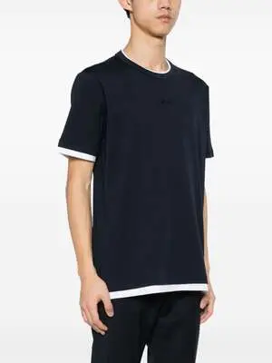 Brioni Logo-embroidered Cotton T-shirt - Blue