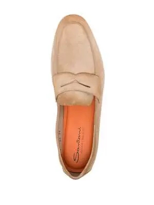 Santoni Suede Penny Loafers - Brown
