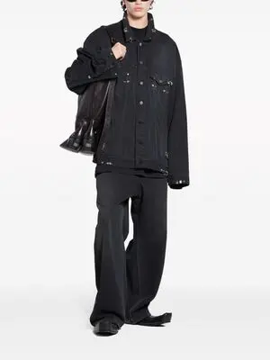 Balenciaga Pierced Denim Jacket - Black | Editorialist