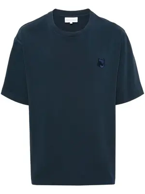 Maison Kitsuné Fox-motif Cotton T-shirt - Blue