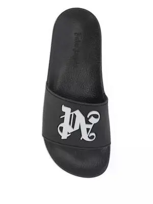 Palm Angels Raised-monogram Slides - Black