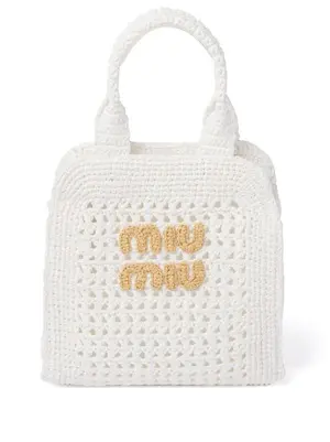 Miu Miu Crochet Raffia Tote Bag